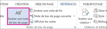 Fig. 1 : Fenêtre d'insertion de note de bas de page